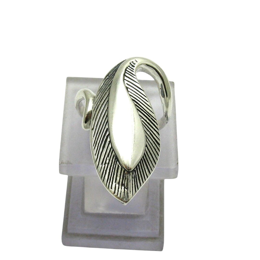 Long Sterling Silver Ring Leaf Solid Genuine Hallmarked 925 Nickel Free ...