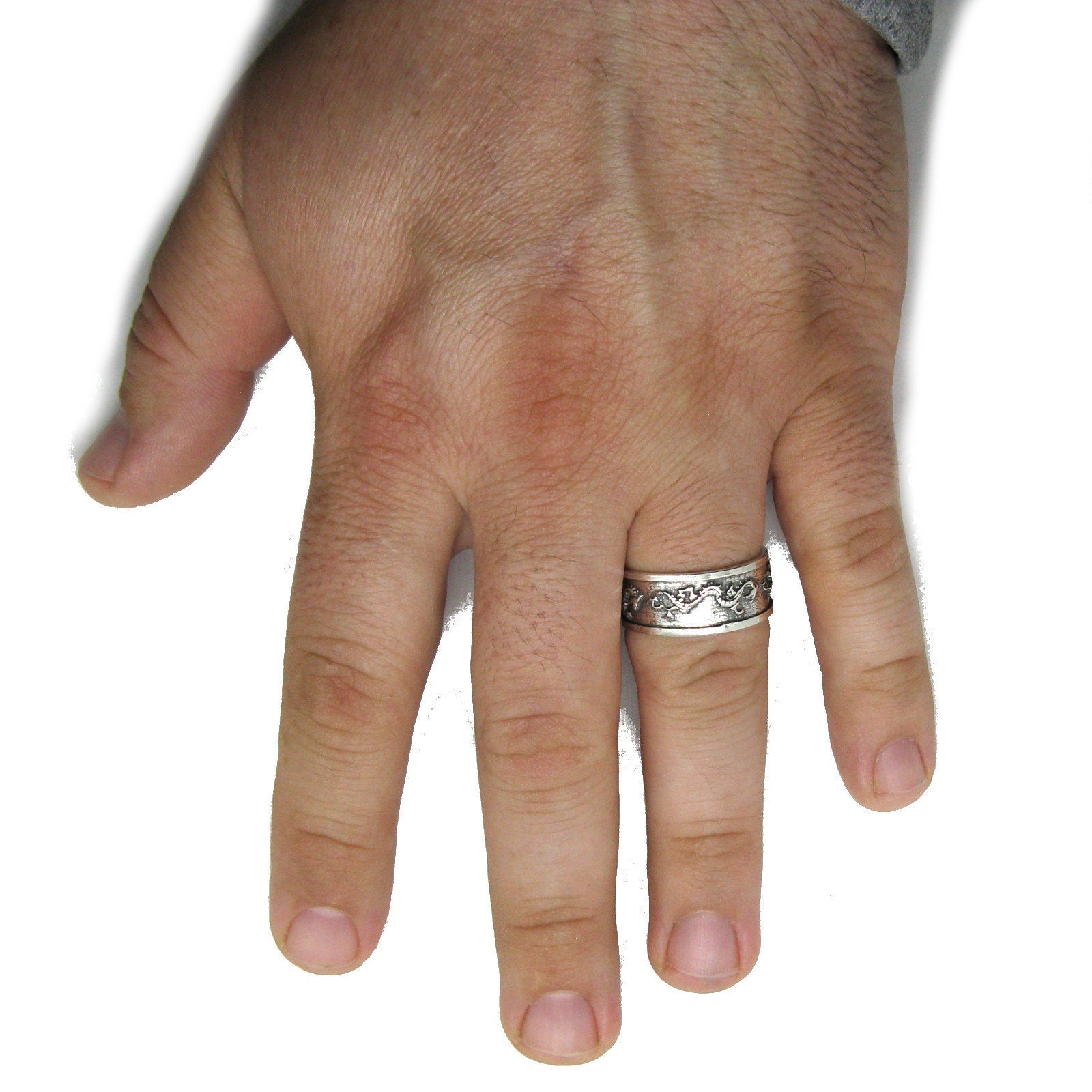 Sterling Silver Ring 10mm Band Solid Hallmarked 925 Dragon - Etsy