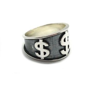 Sterling Silver Dollar Sign Ring Genuine Hallmarked Solid 925 R001973 ...