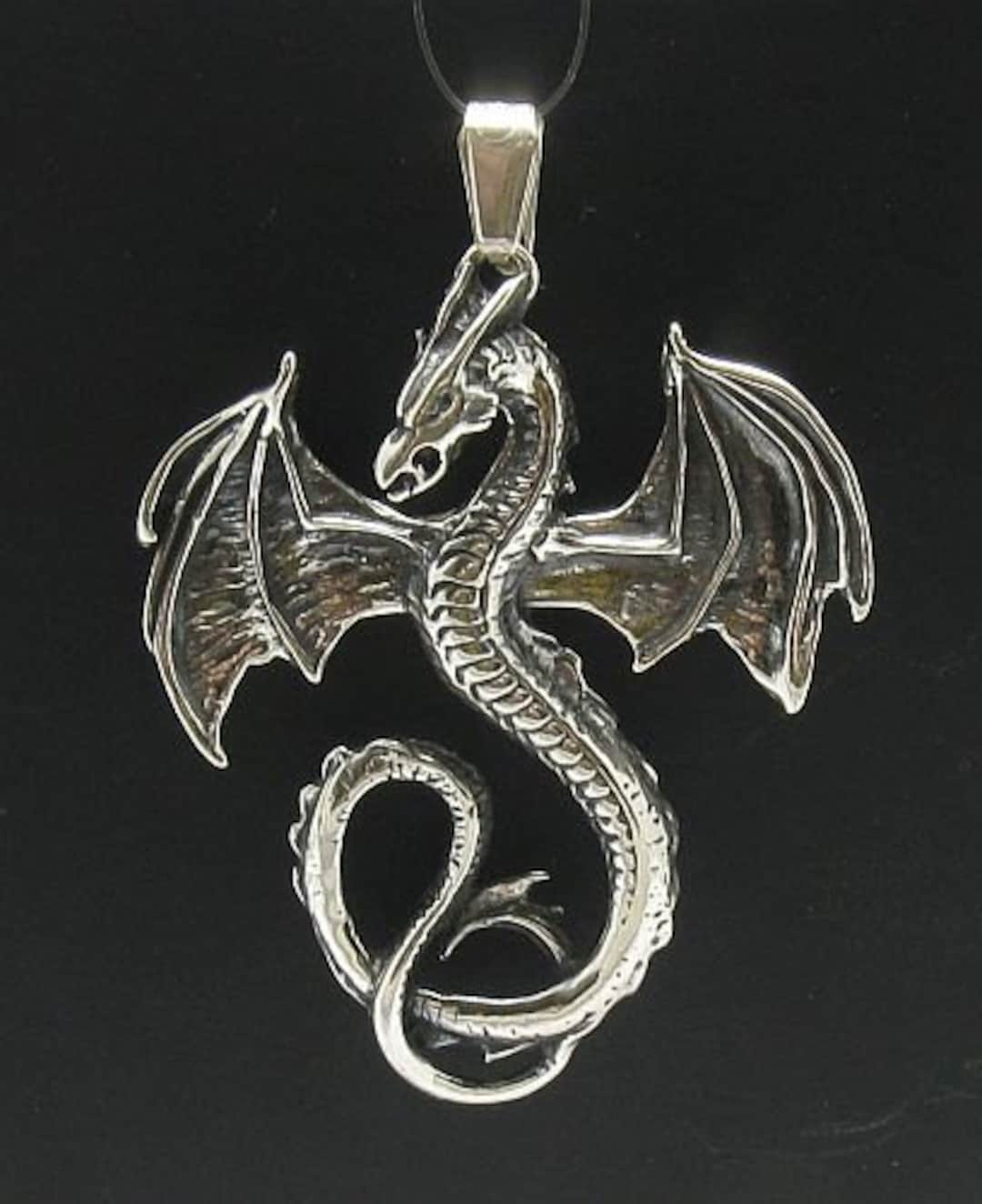 PE000132 Sterling Silver Pendant Dragon Solid 925 - Etsy
