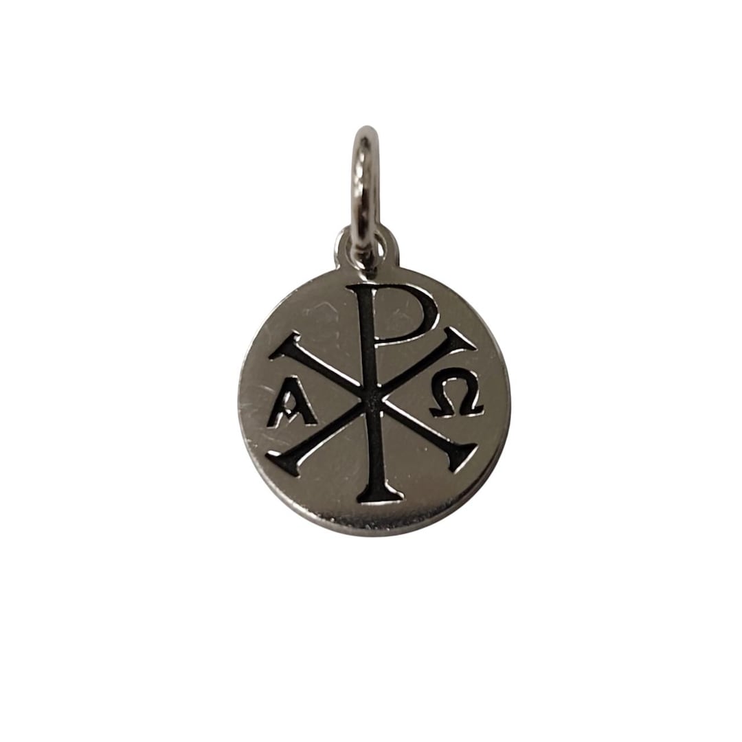 Sterling Silver Chi Rho Alpha Omega Pendant – 14mm Christian Symbol ...