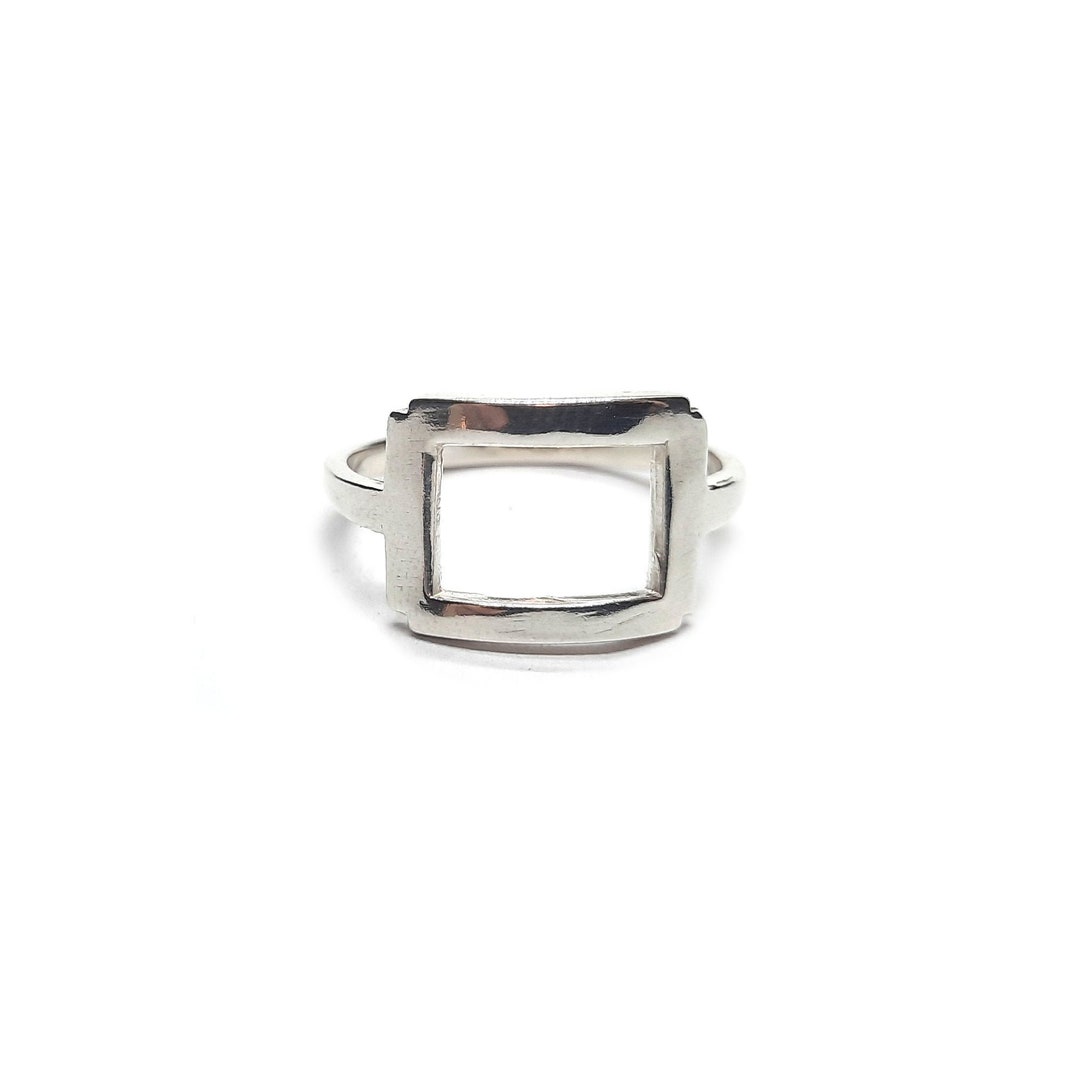 Simple Plain Sterling Silver Ring Square Genuine Solid Hallmarked 925 ...