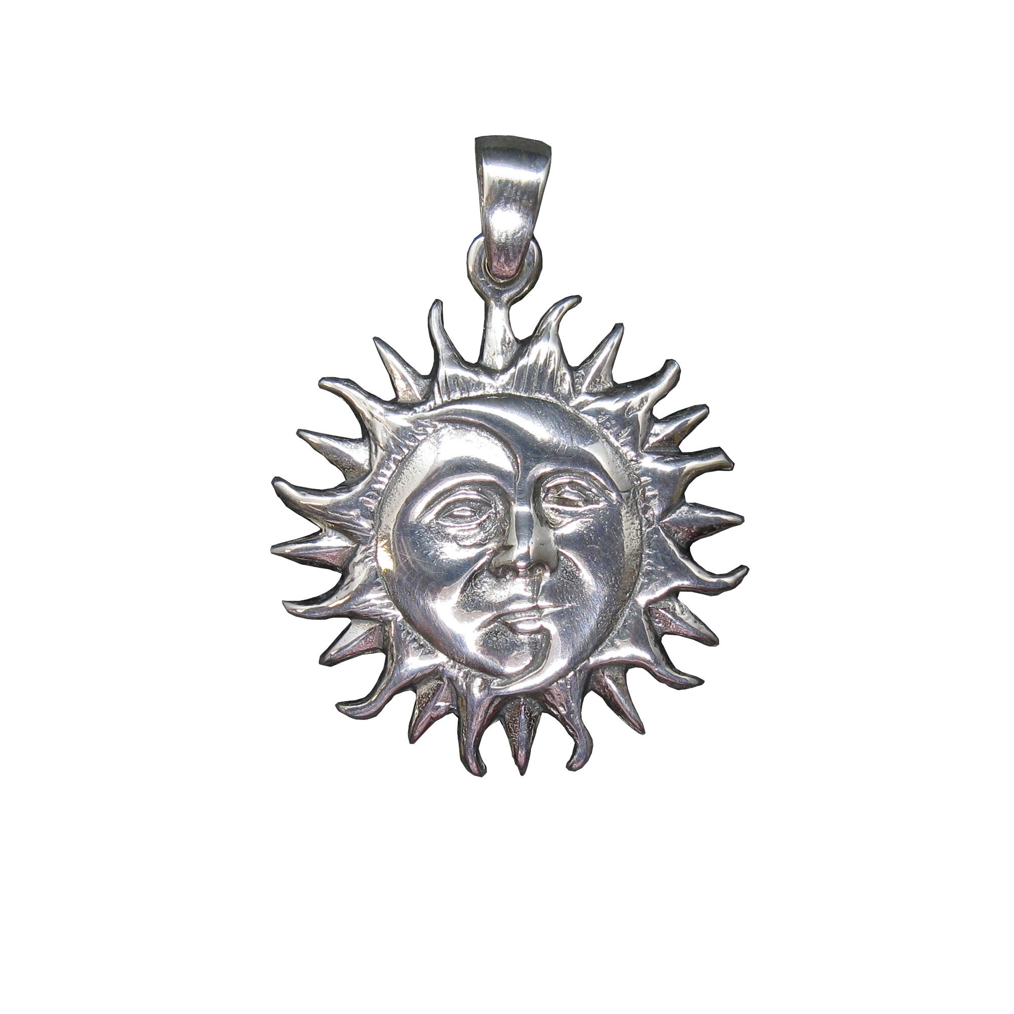 Sterling Silver Pendant Sun And Moon Solid Hallmarked 925 | Etsy