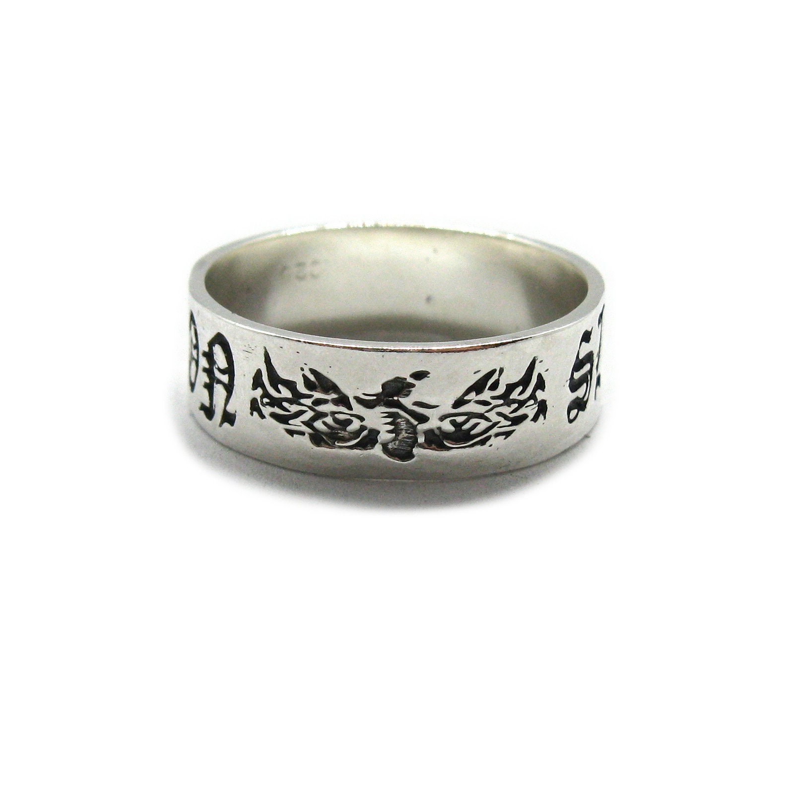 Sterling Silver Ring 7mm Band Solid Hallmarked 925 Dragon Sterling Silver Ring 7mm Band Solid Hallmarked 925 Dragon