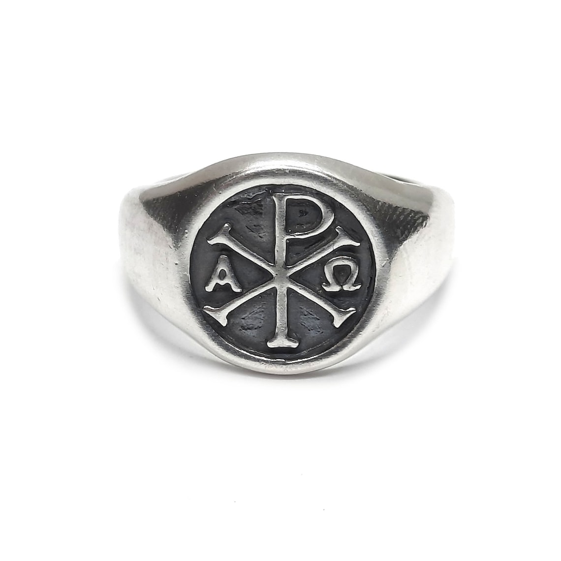 Sterling Silver Men Ring Chi Rho Alpha Omega Solid Hallmarked - Etsy