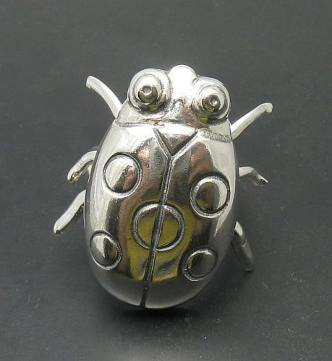 Sterling Silver Ring Ladybug Hallmarked 925 Nickel Free Adjustable Size ...