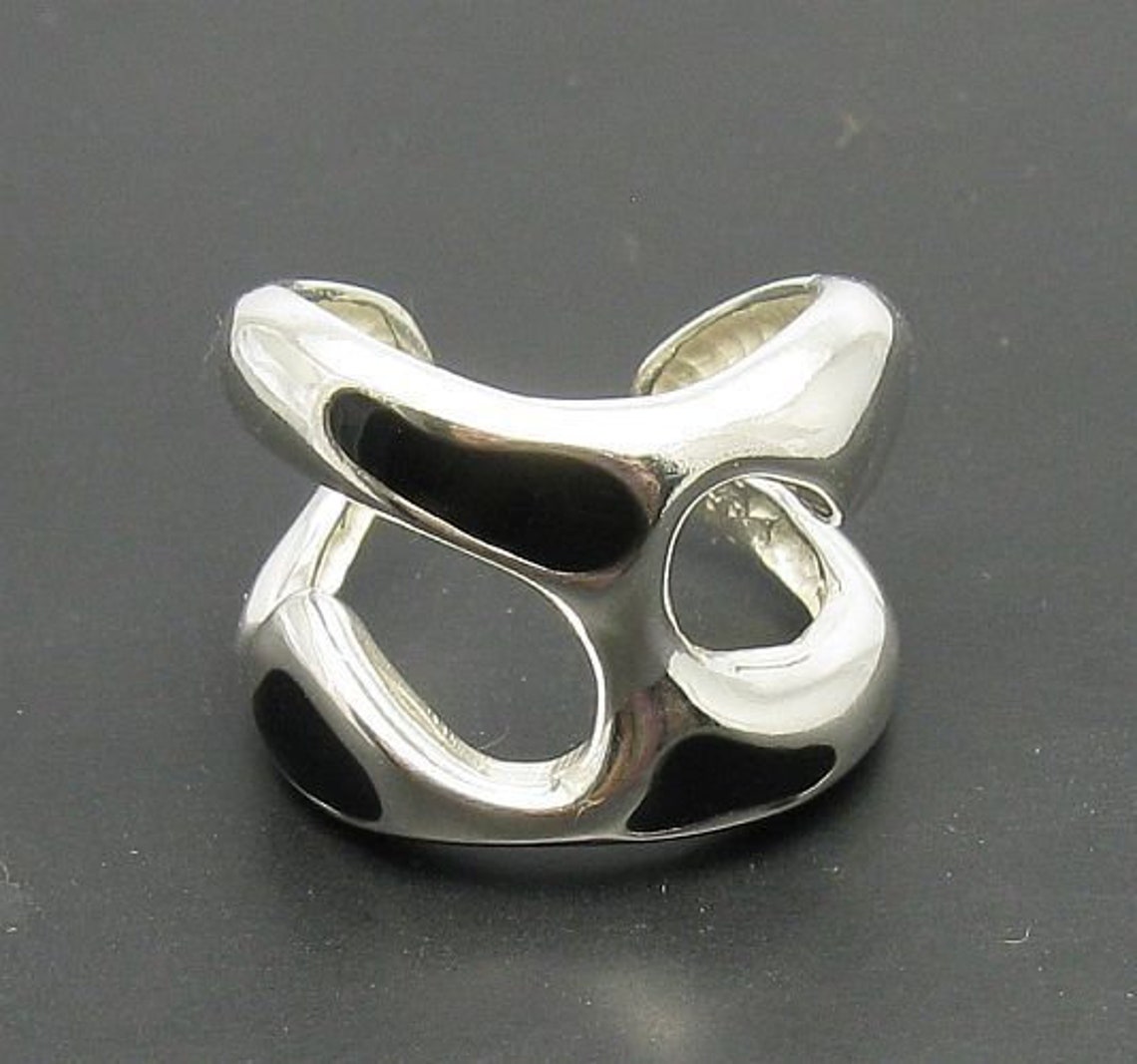 R000375 Sterling Silver Ring Enamel925 Adjustable - Etsy