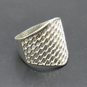 R001019 Sterling Silver Ring Solid 925 Mesh Band - Etsy