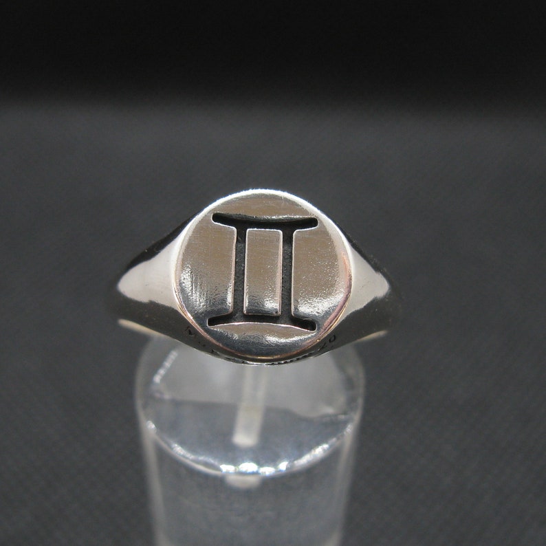 Sterling Silver Ring Solid Hallmarked 925 Zodiac Sign Gemini - Etsy