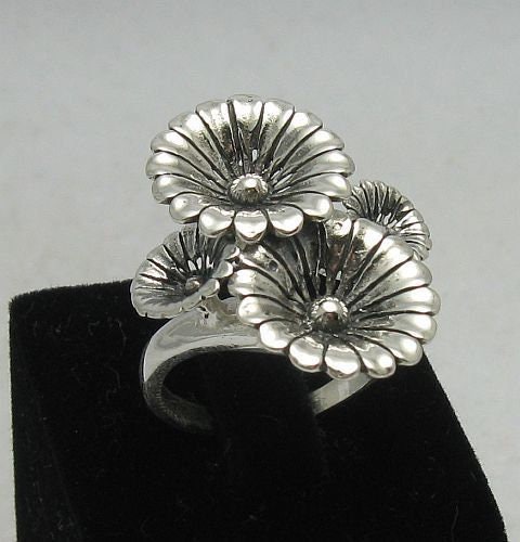 R000595 Sterling Silver Ring Solid 925 Flower | Etsy