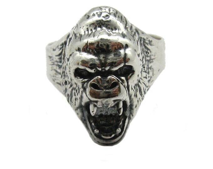 Silver Gorilla Ring, Silver Ring, Sterling Silver Ring, Ape Ring ...