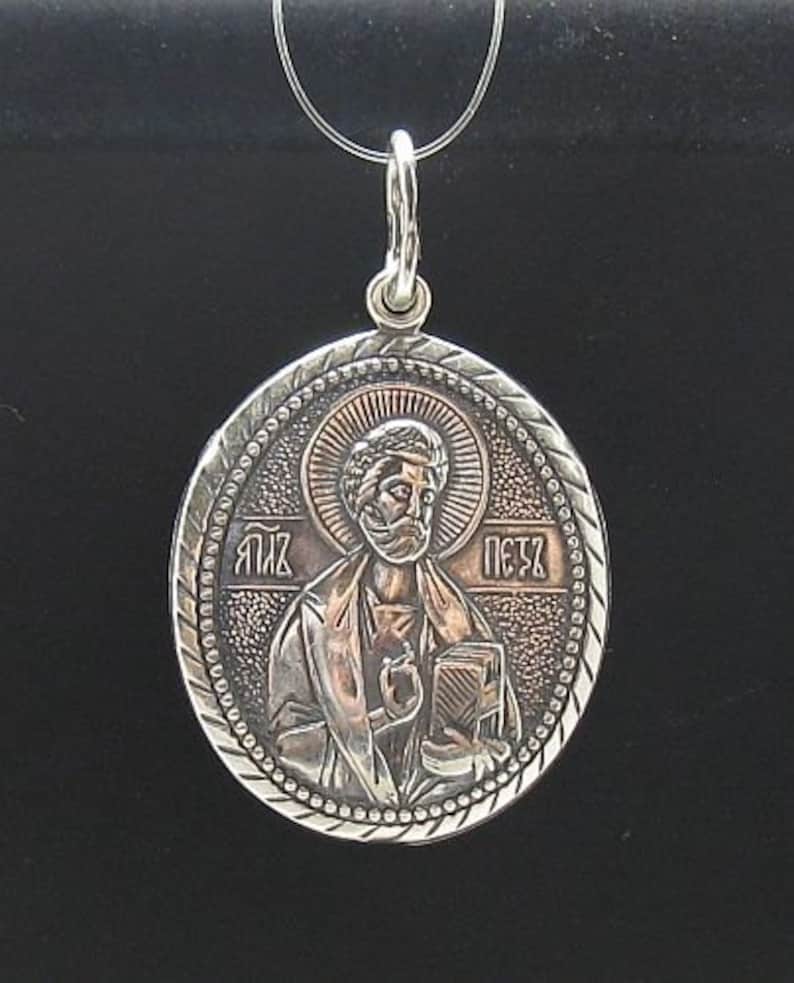 PE000635 Sterling Silver Pendant Solid 925 Saint Peter - Etsy