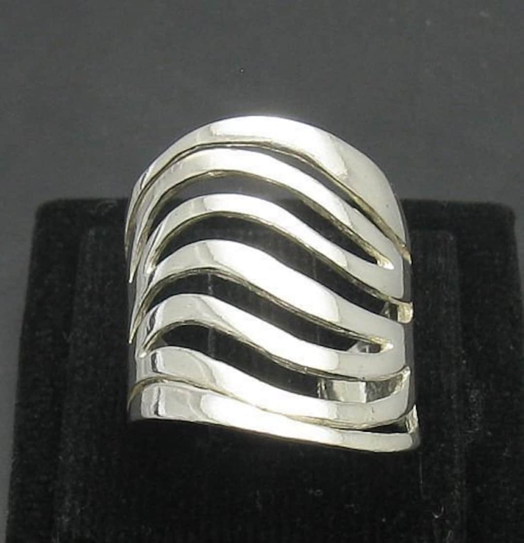 R000915 STERLING SILVER Ring Solid 925 Wave - Etsy