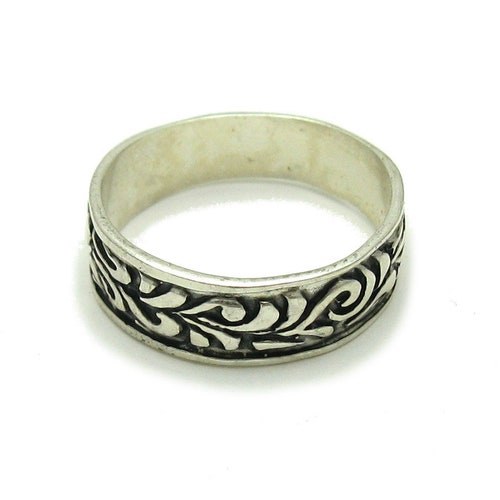 R000957 Small Sterling Silver Ring Solid 925 Flower Band - Etsy