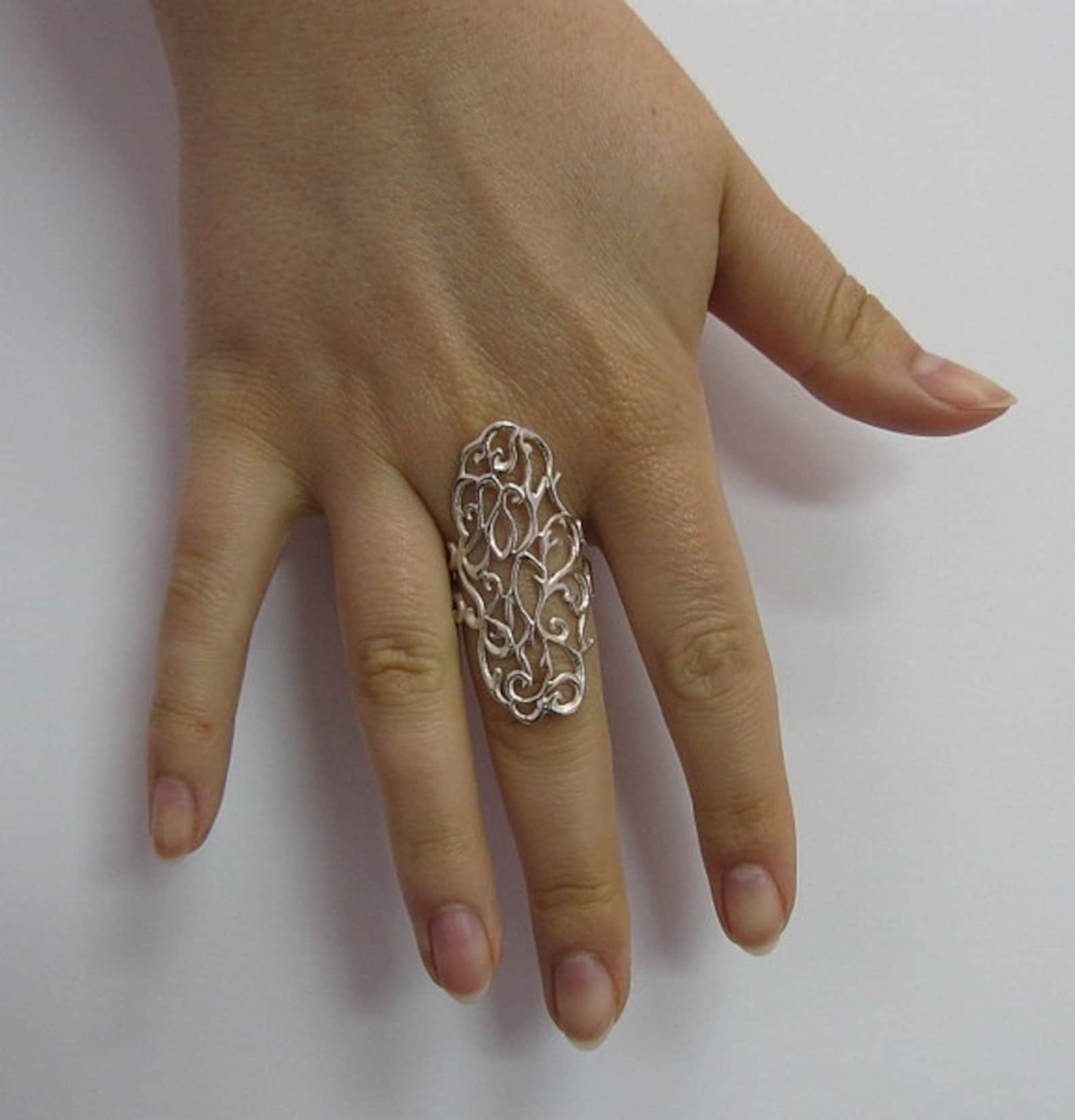 Stylish Long Sterling Silver Ring Hallmarked 925 Nickel Free - Etsy