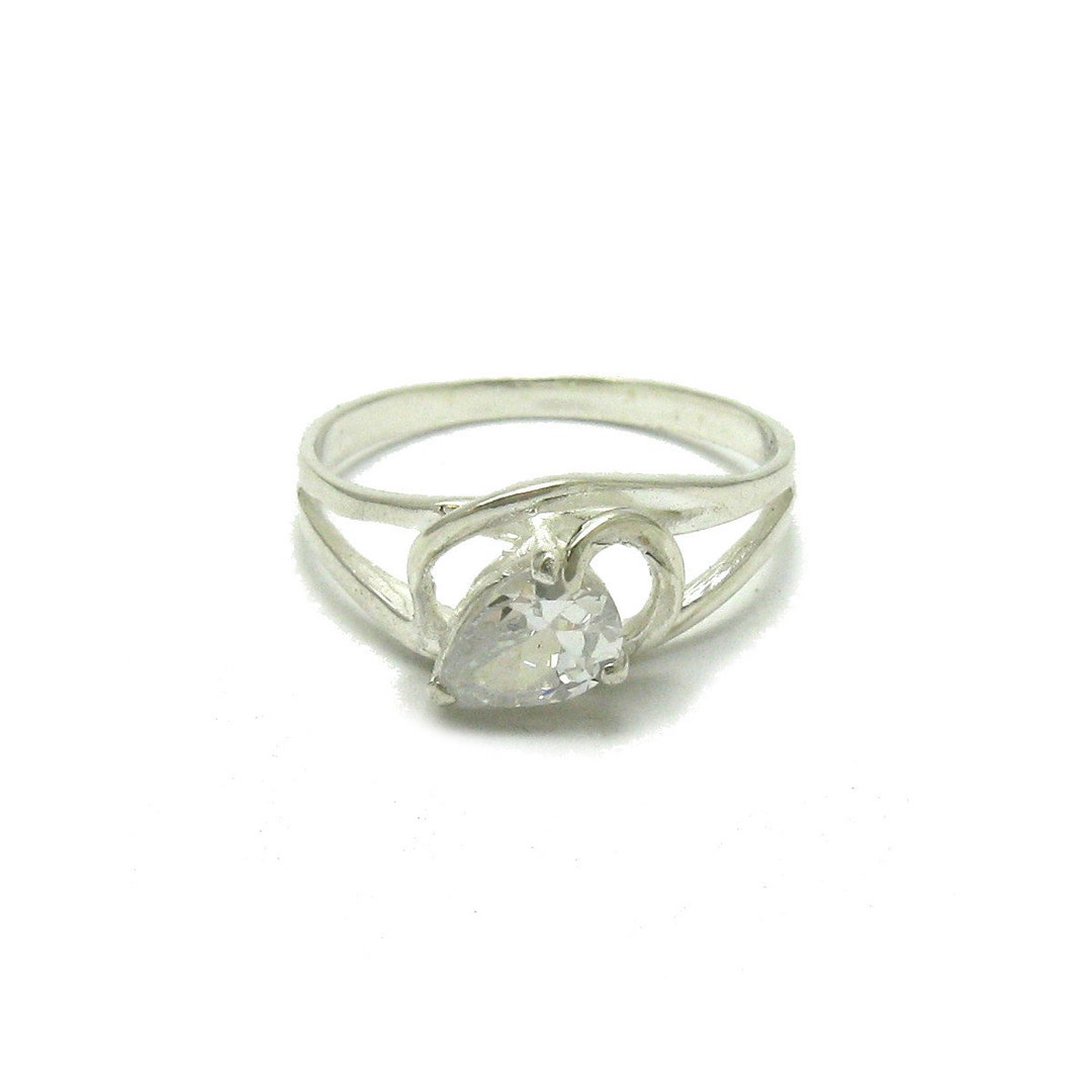 R001685 Sterling Silver Ring 925 With 7x5mm CZ - Etsy