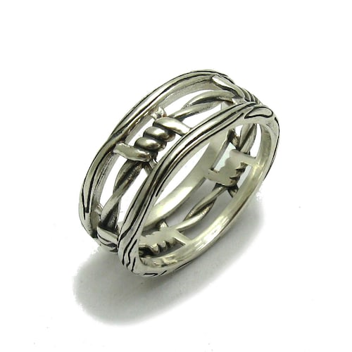 Barbed Wire Band Ring for Unisex Made of Sterling Silver 925 - Etsy