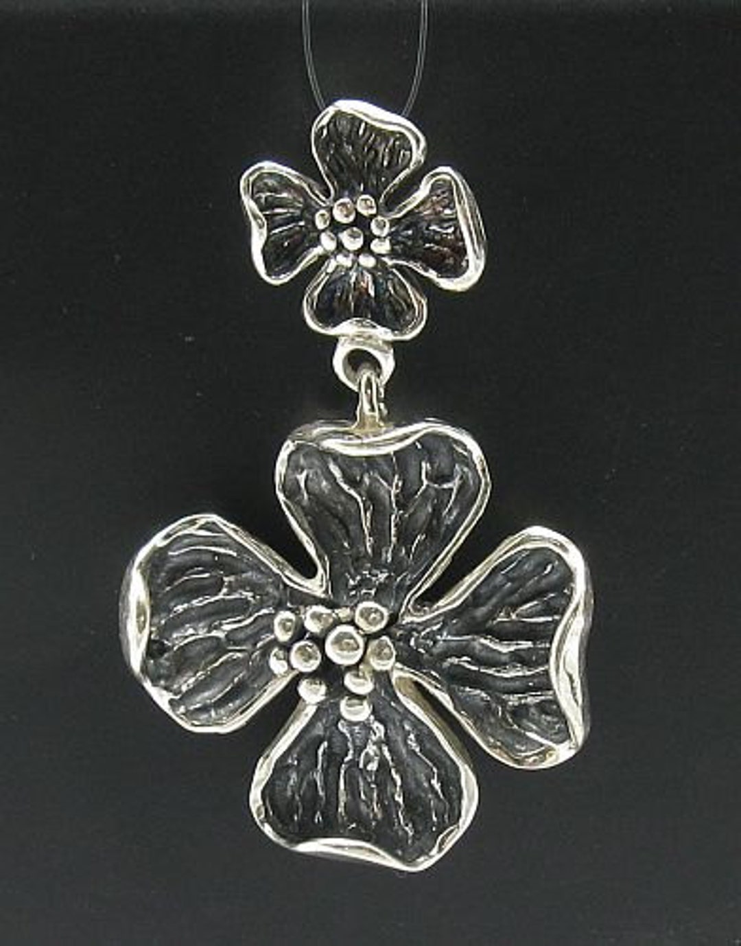 Big Sterling Silver Floral Pendant Solid Hallmarked 925 Nickel Free - Etsy