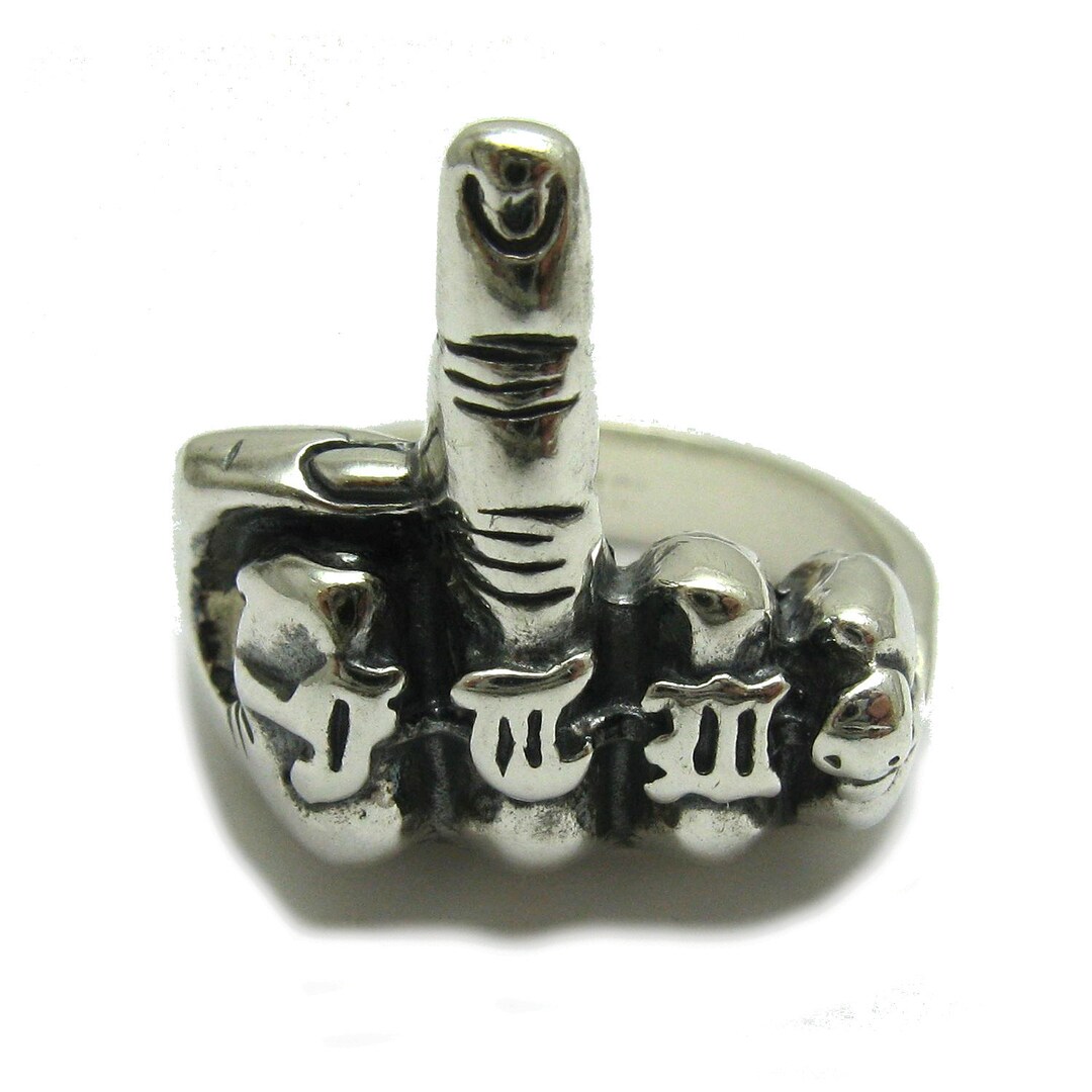 Sterling Silver Biker Ring Middle Finger Solid Hallmarked 925 Nickel ...