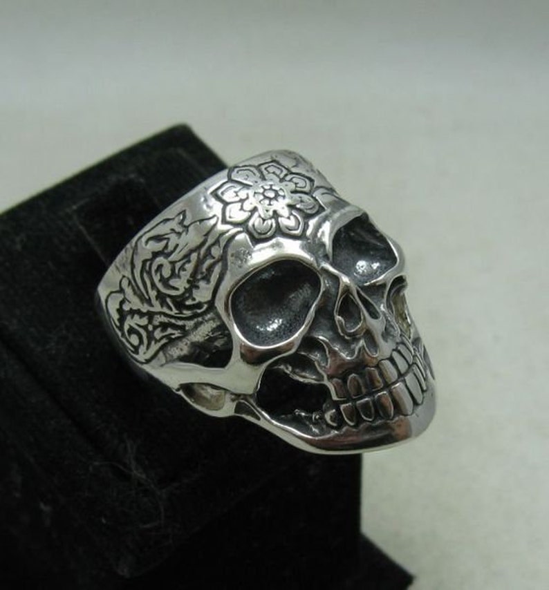 R001161 STERLING SILVER Skull Ring Solid 925 - Etsy