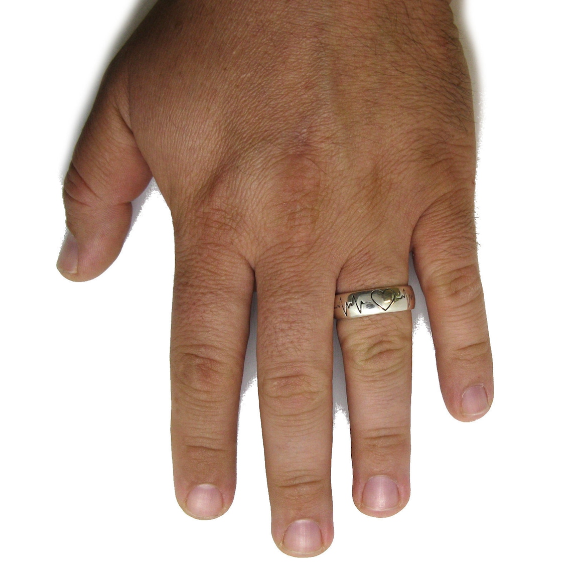 Sterling Silver Ring 7.5mm Band Solid Hallmarked 925 Heart - Etsy