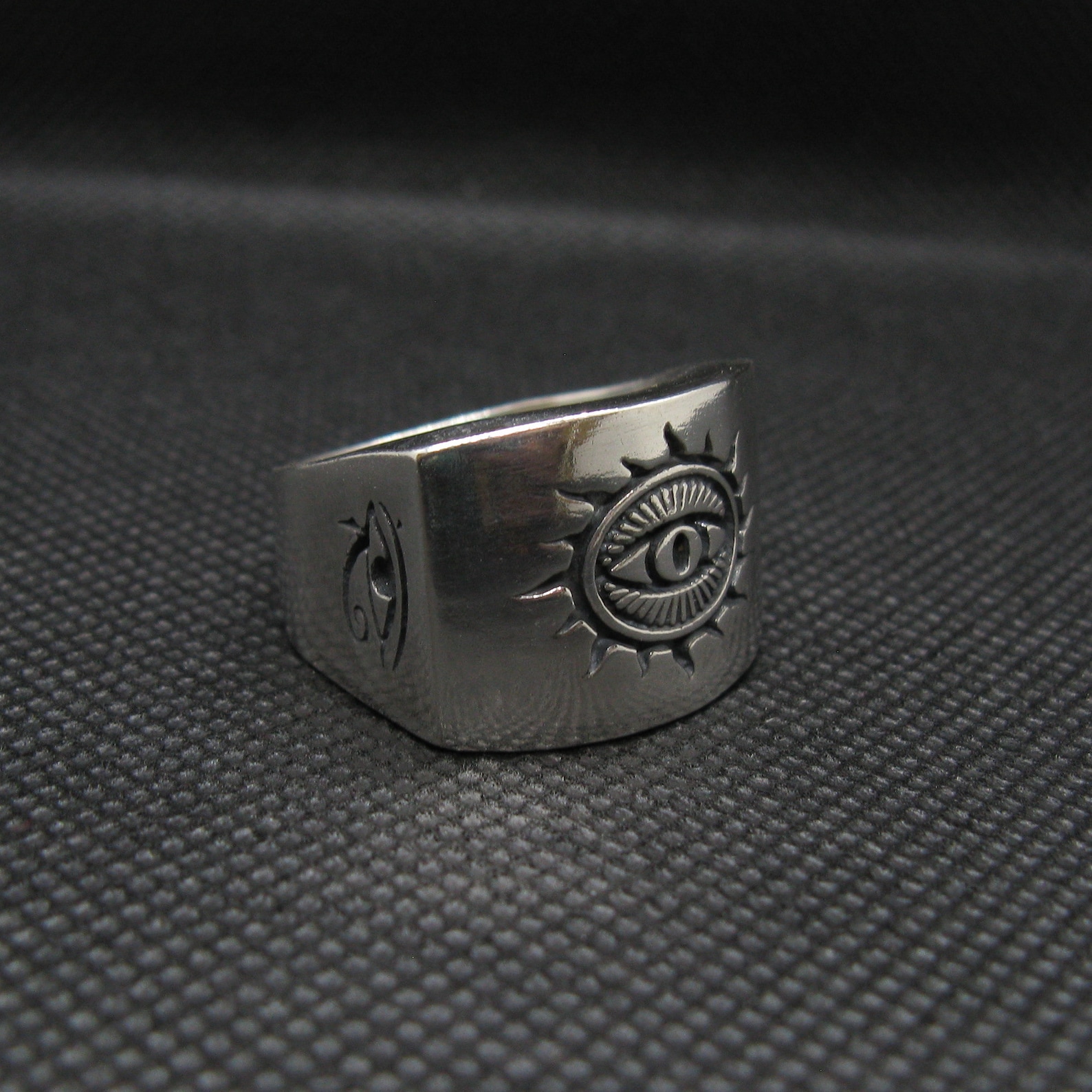 Sterling Silver Men Ring Amon Ra Eye Sun Genuine Solid Hallmarked 925 ...