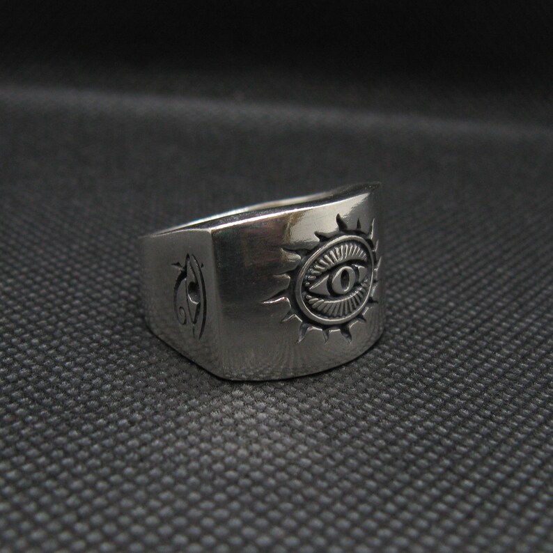 Sterling Silver Men Ring Amon Ra Eye Sun Genuine Solid Hallmarked 925 ...
