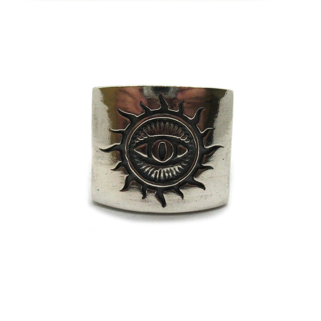 Sterling Silver Men Ring Eye and Sun Solid Hallmarked 925 R002000 - Etsy