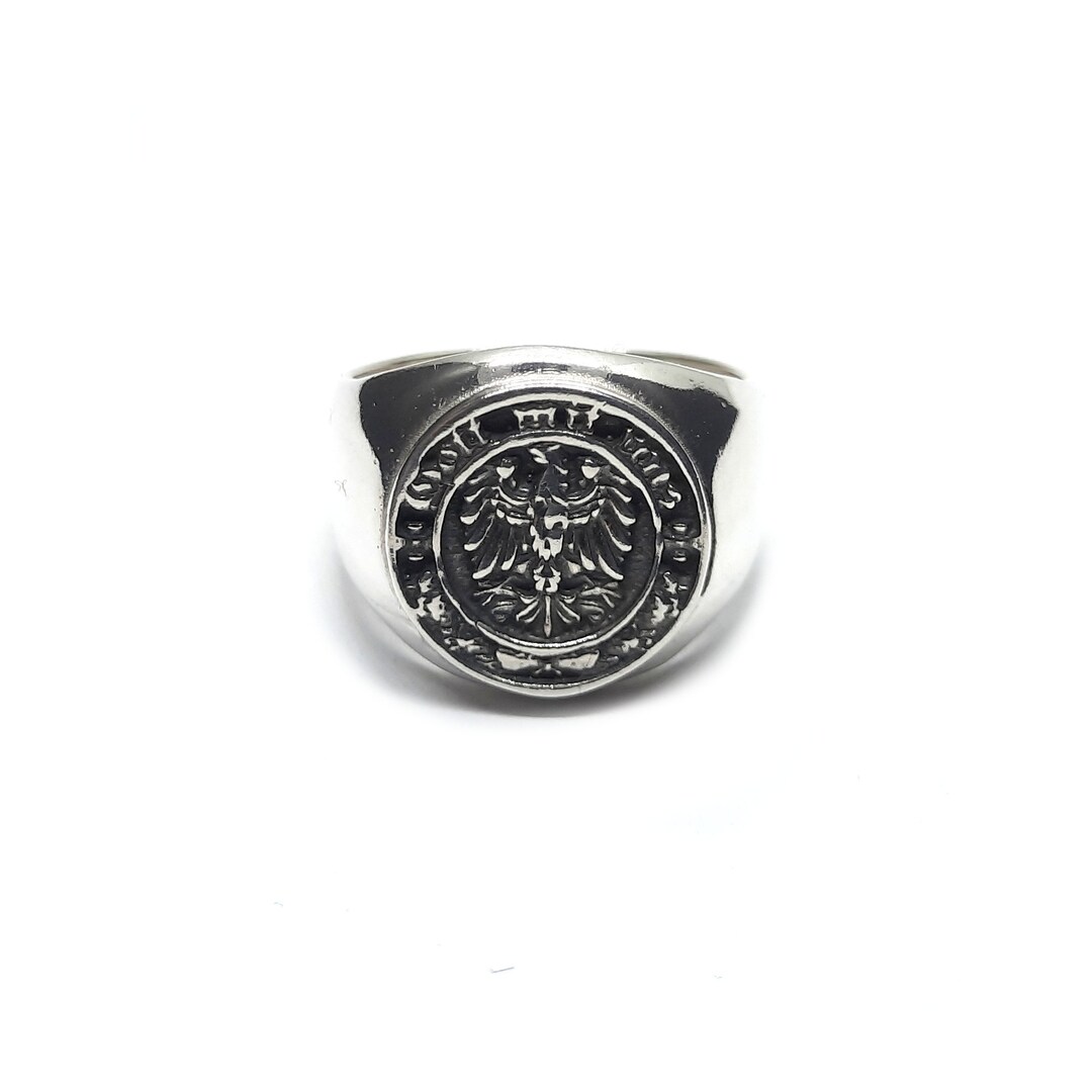 Genuine Sterling Silver Mens Ring Eagle German Coat of Arms Solid ...