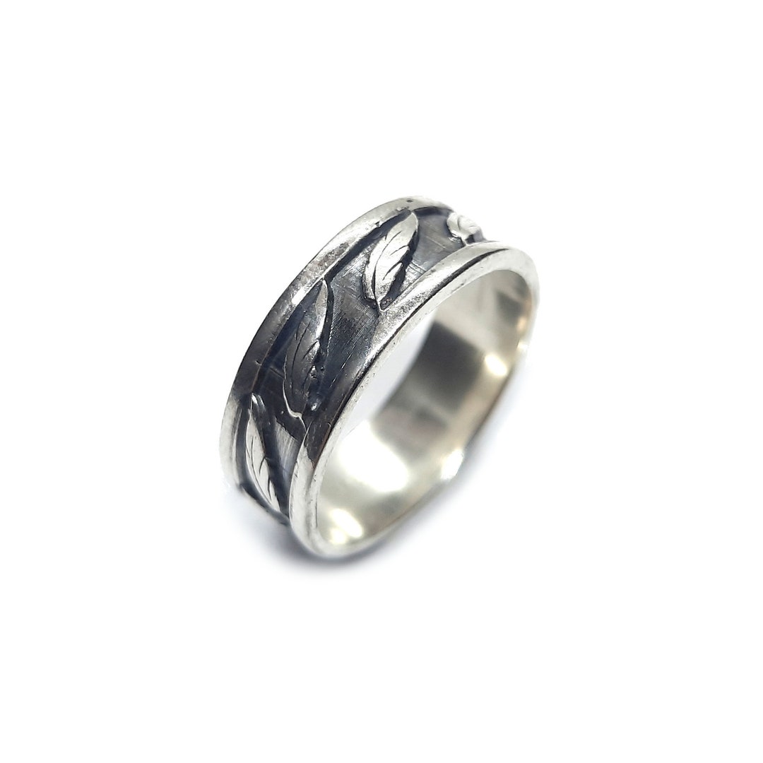 Sterling Silver Ring Band Feather Genuine Solid Hallmarked 925 - Etsy