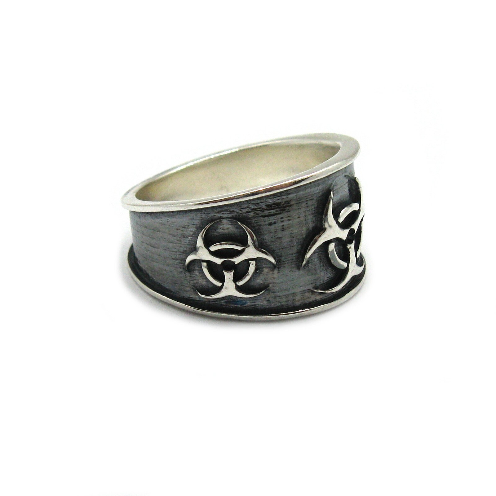 Sterling Silver Biohazard Ring Genuine Hallmarked Solid 925 R001964 - Etsy