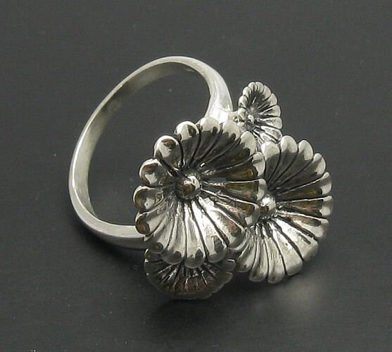 R000595 Sterling Silver Ring Solid 925 Flower | Etsy