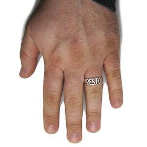 Genuine Sterling Silver Ring Band PESTO Solid 925 R001928 - Etsy