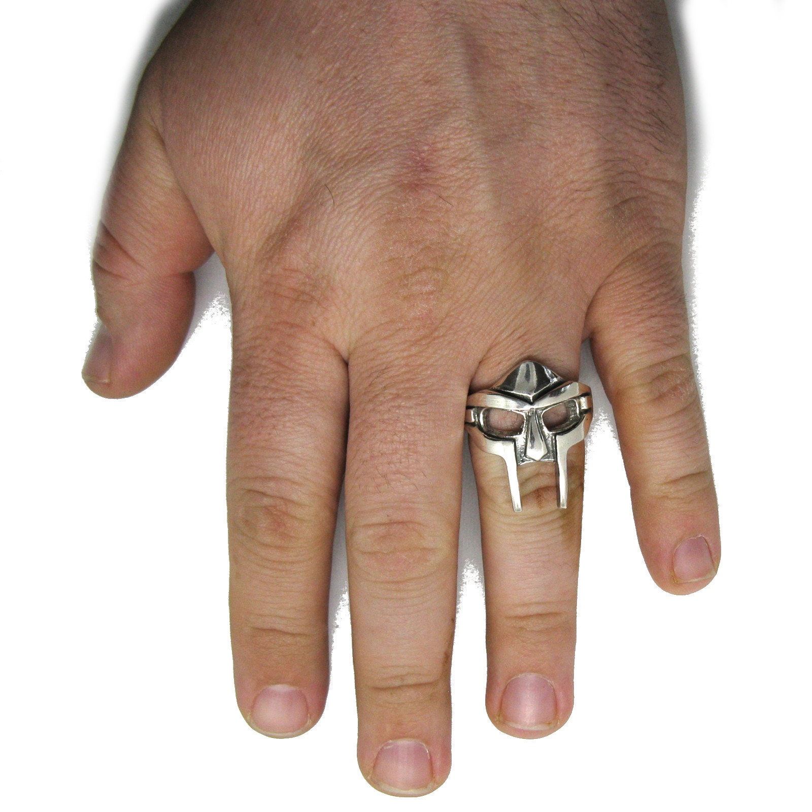 Sterling silver biker ring solid 925 Mask R001939 | Etsy