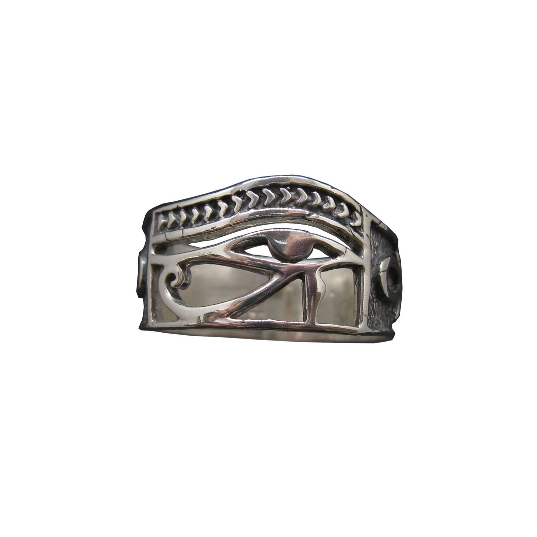 Sterling Silver Ring Band Solid Hallmarked 925 Amon Ra Eye Cross - Etsy