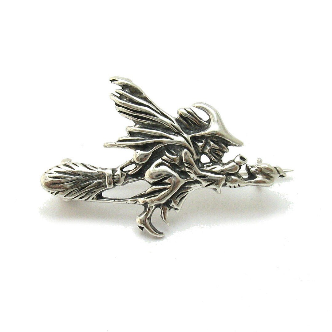 A000060 Sterling Silver Brooch 925 Witch - Etsy