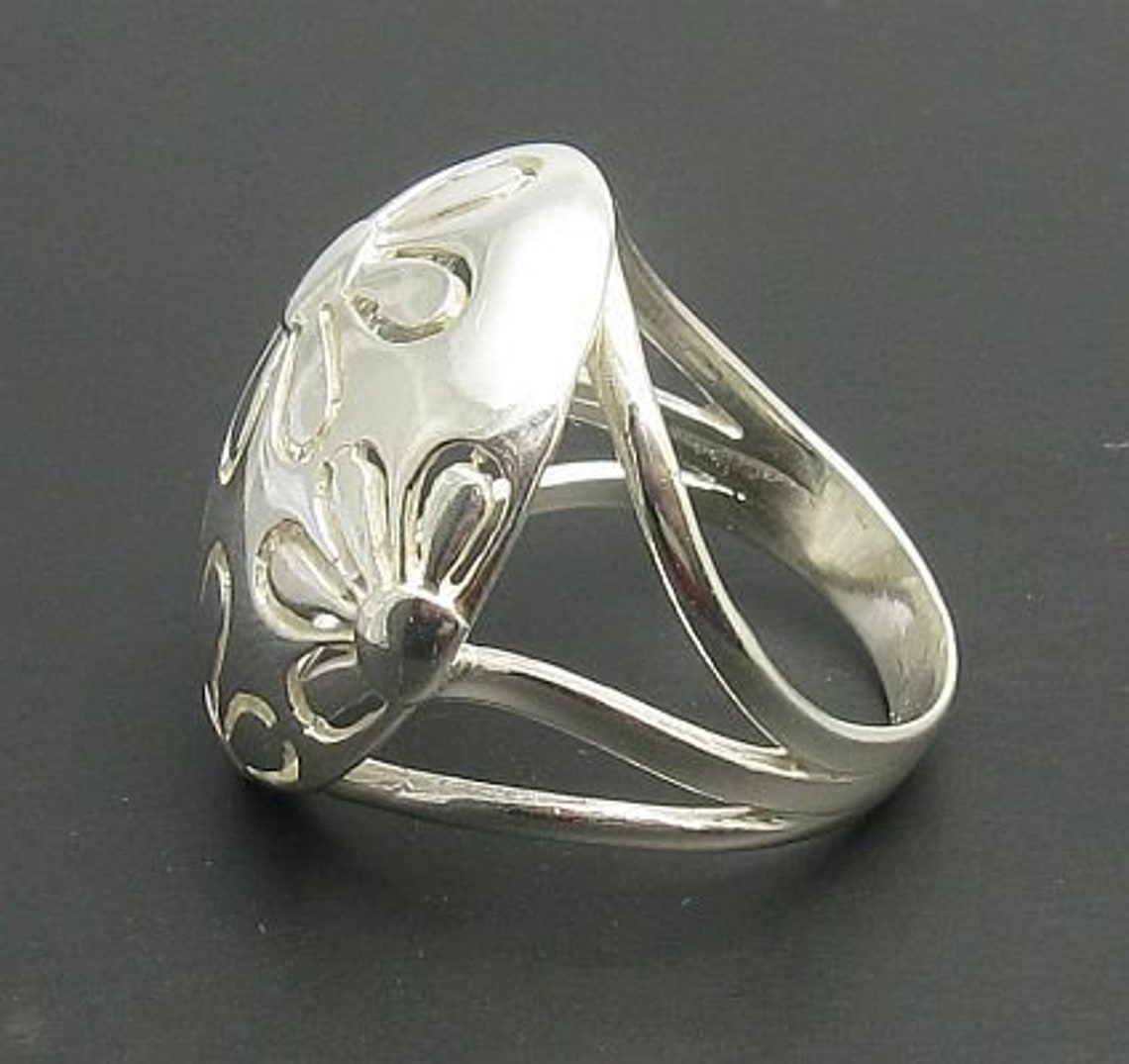R000263 STERLING SILVER Ring Solid 925 Flower - Etsy