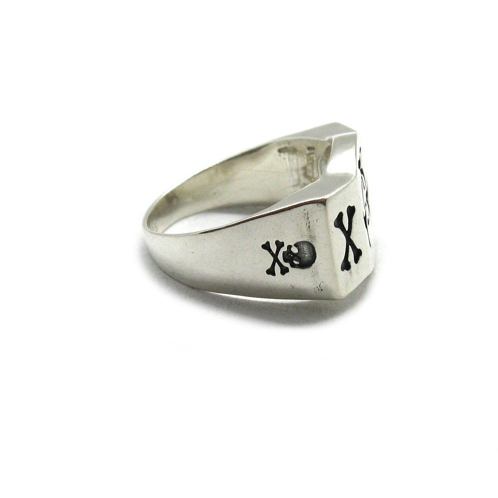 Sterling Silver Men's Ring Biohazard Crossbones Ring Solid 925 R001962 ...