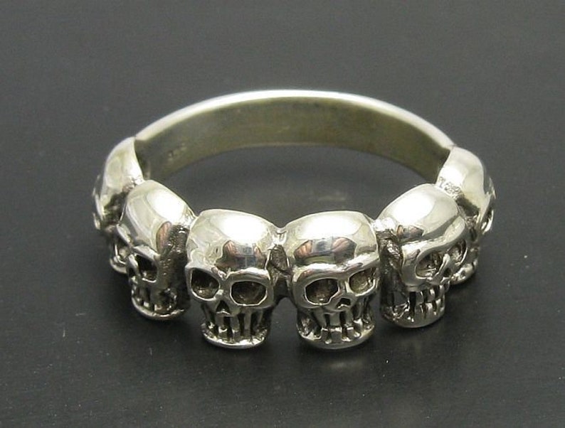 R000652 STERLING SILVER Ring Solid 925 Skull Band - Etsy