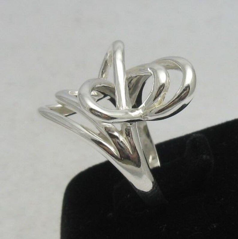 R000220 STERLING SILVER Ring Solid 925double Heart | Etsy