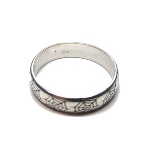 Sterling Silver Ring Band Spider Web 6mm Wide Genuine Solid Hallmarked ...