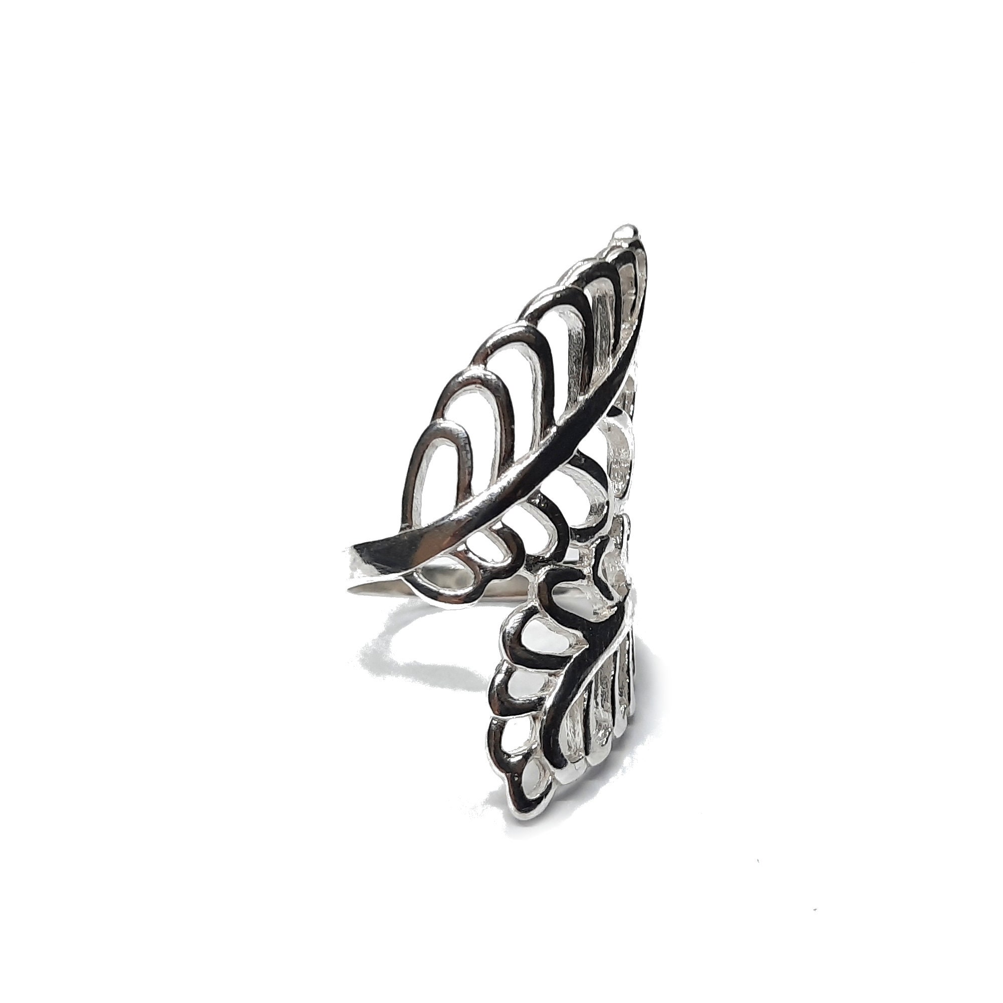 Long Sterling Silver Ring Leaf Genuine Solid Hallmarked 925 - Etsy