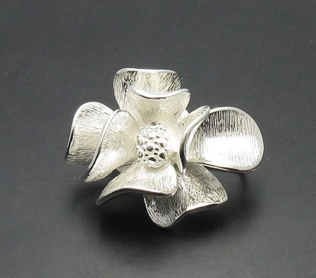A000003 STERLING SILVER Brooch Solid 925 Flower - Etsy