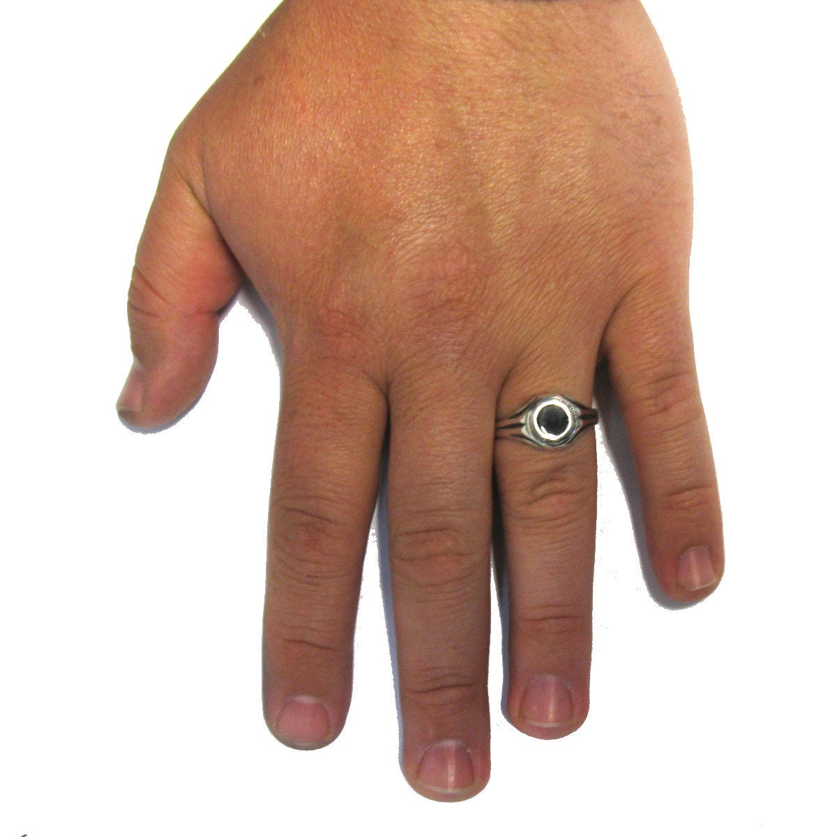Genuine Sterling Silver Men's Ring Solid Hallmarked 925 With Black ...