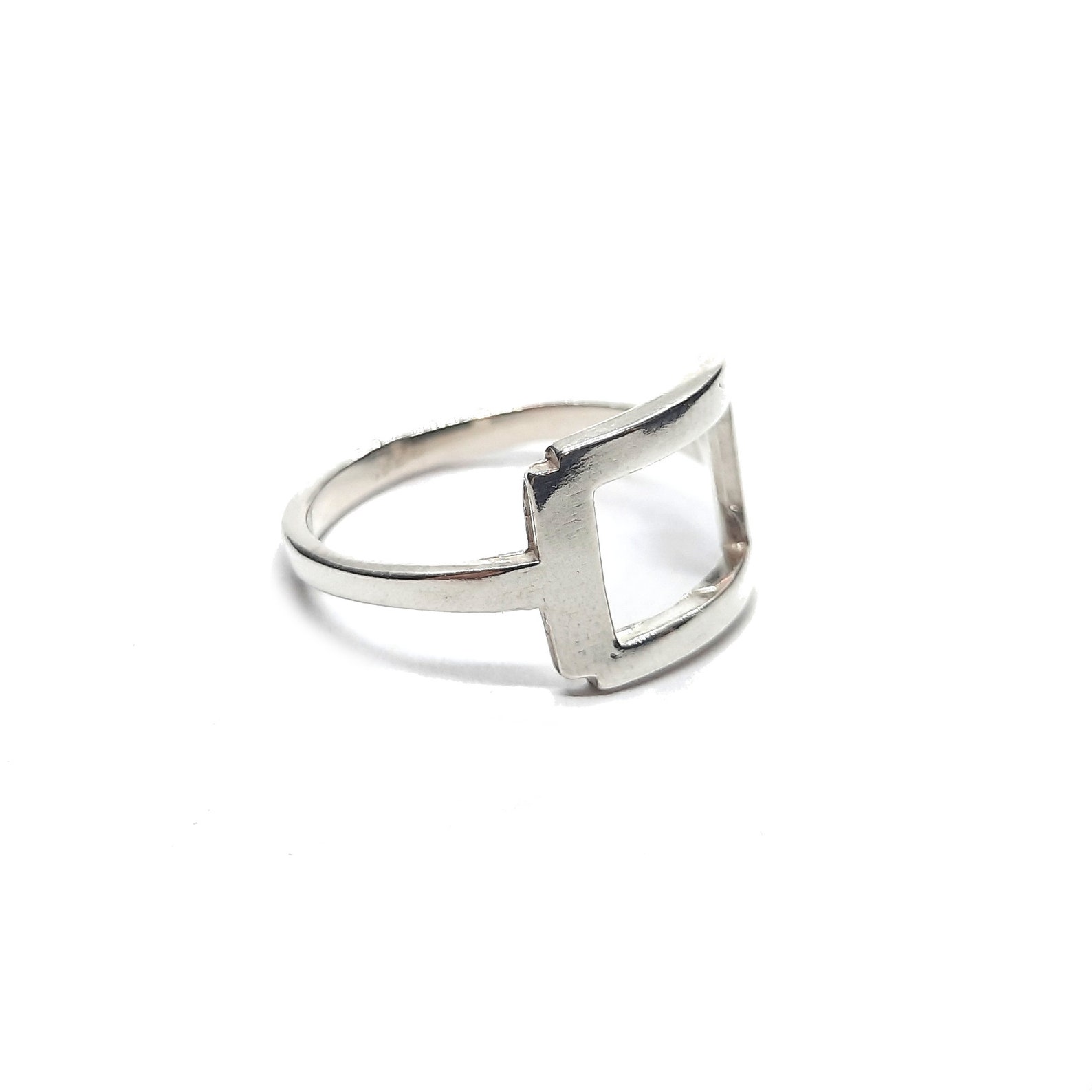 Simple Plain Sterling Silver Ring Square Genuine Solid Hallmarked 925 ...
