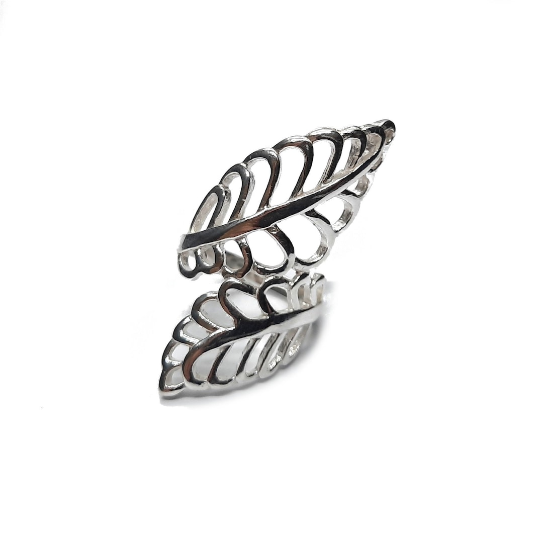 Long Sterling Silver Ring Leaf Genuine Solid Hallmarked 925 - Etsy