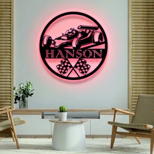 Personalized Racing Sign Custom Race Car With Flag Metal Sign Checkered ...