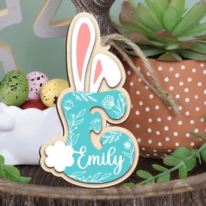 Personalized Bunny Ears Letters Easter Basket Tags | A-Z Bunny Alphabet ...