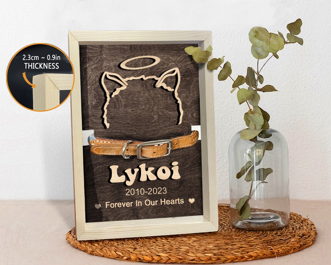 Personalized Memorial Pet Collar Frame| Cat & Dog Ear Framed Art ...