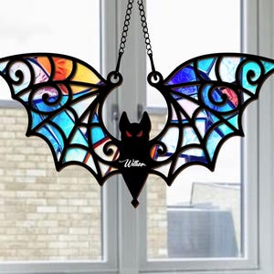 Custom Halloween Bat Gothic Suncatcher, Dark Academia Decor, Aesthetic ...